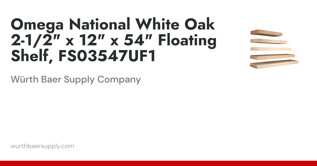 Omega National White Oak 2-1/2" x 12" x 54" Floating Shelf, FS03547UF1 ...