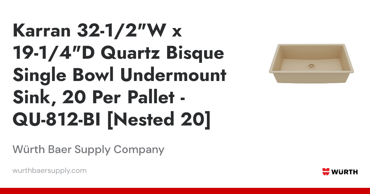 Karran 32-1/2"W x 19-1/4"D Quartz Bisque Single Bowl Undermount Sink ...
