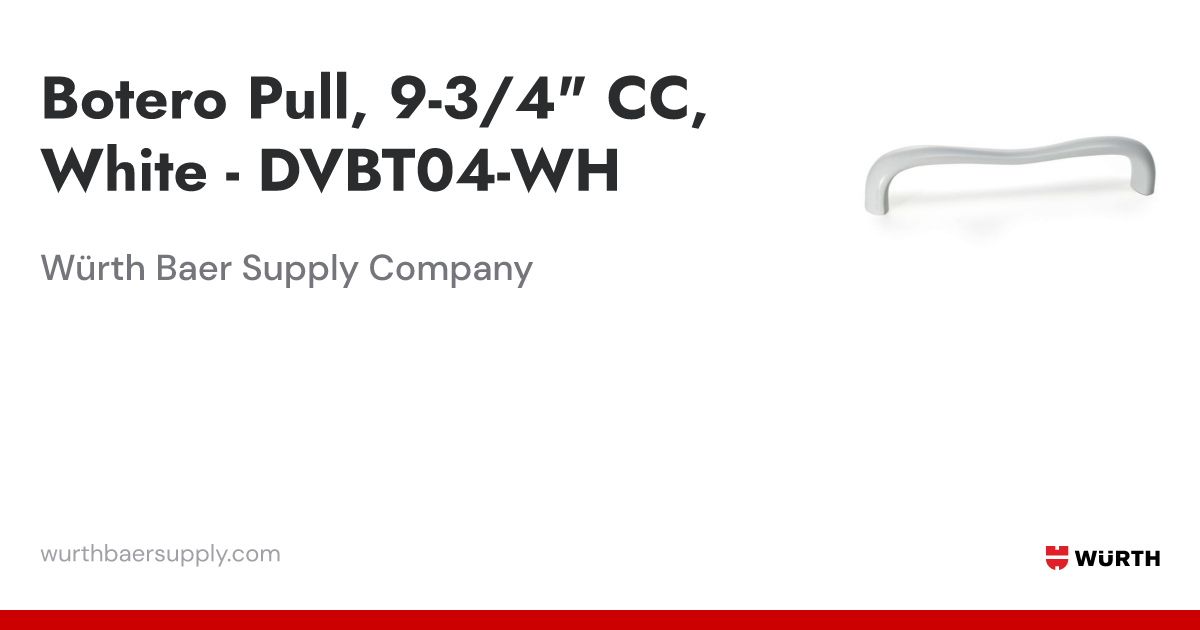 Botero Pull, 9-3/4" CC, White - DVBT04-WH | Würth Baer Supply Company