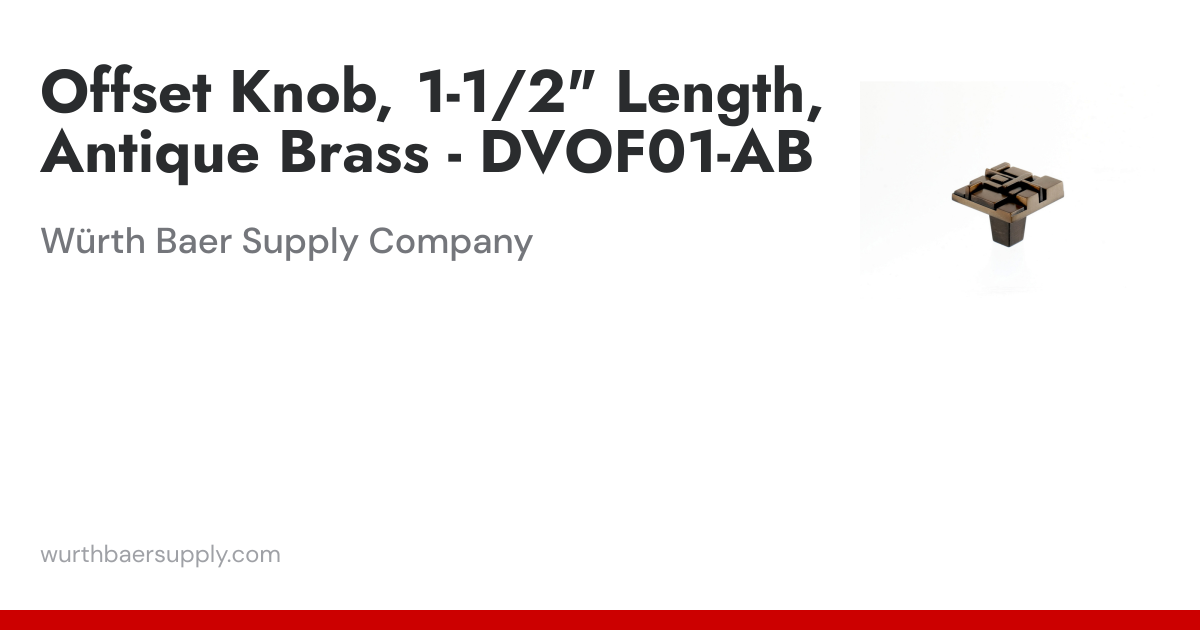 Offset Knob, 1-1/2" Length, Antique Brass - DVOF01-AB | Würth Baer ...