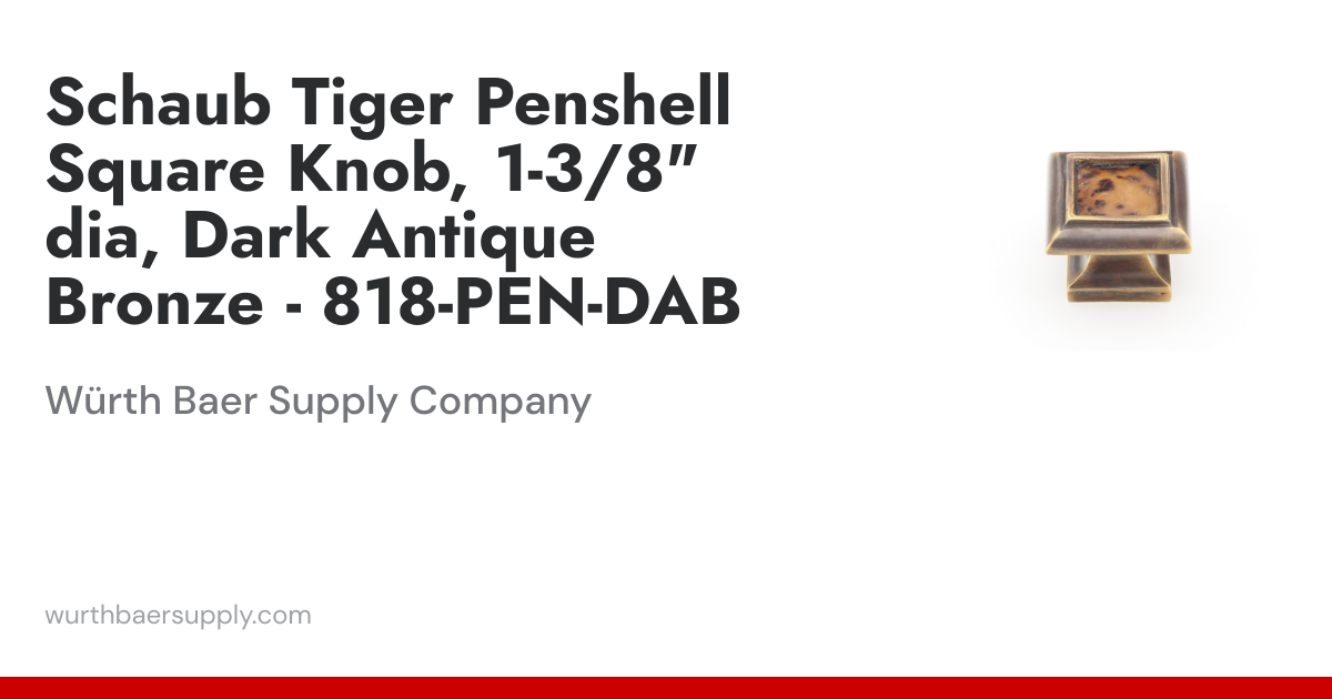 Schaub Tiger Penshell Square Knob, 1-3/8" dia, Dark Antique Bronze ...