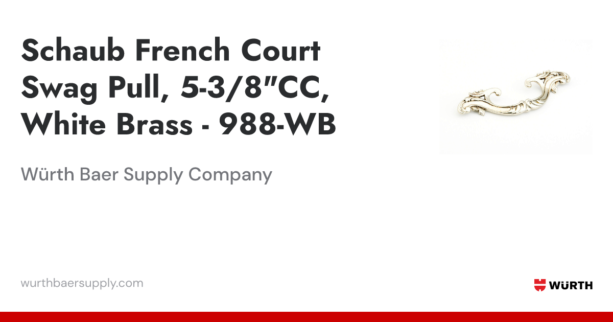 Schaub French Court Swag Pull, 5-3/8"CC, White Brass - 988-WB | Würth ...
