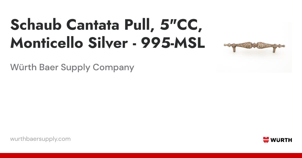 Schaub Cantata Pull, 5"CC, Monticello Silver - 995-MSL | Würth Baer ...