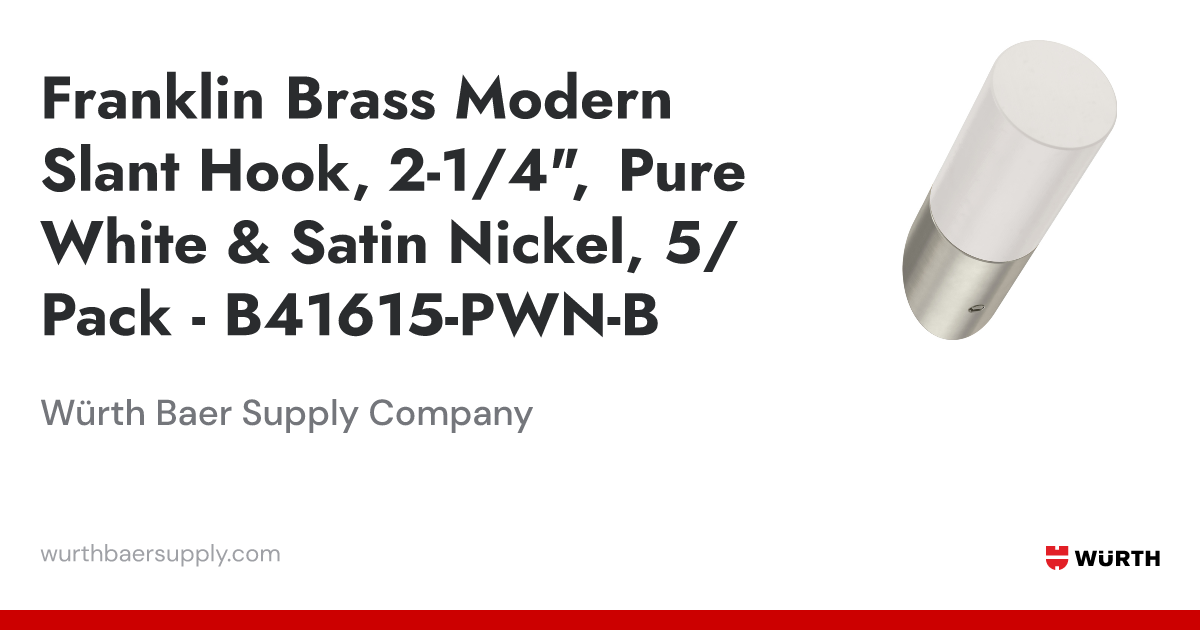 Franklin Brass Modern Slant Hook, 2-1/4", Pure White & Satin Nickel, 5 ...
