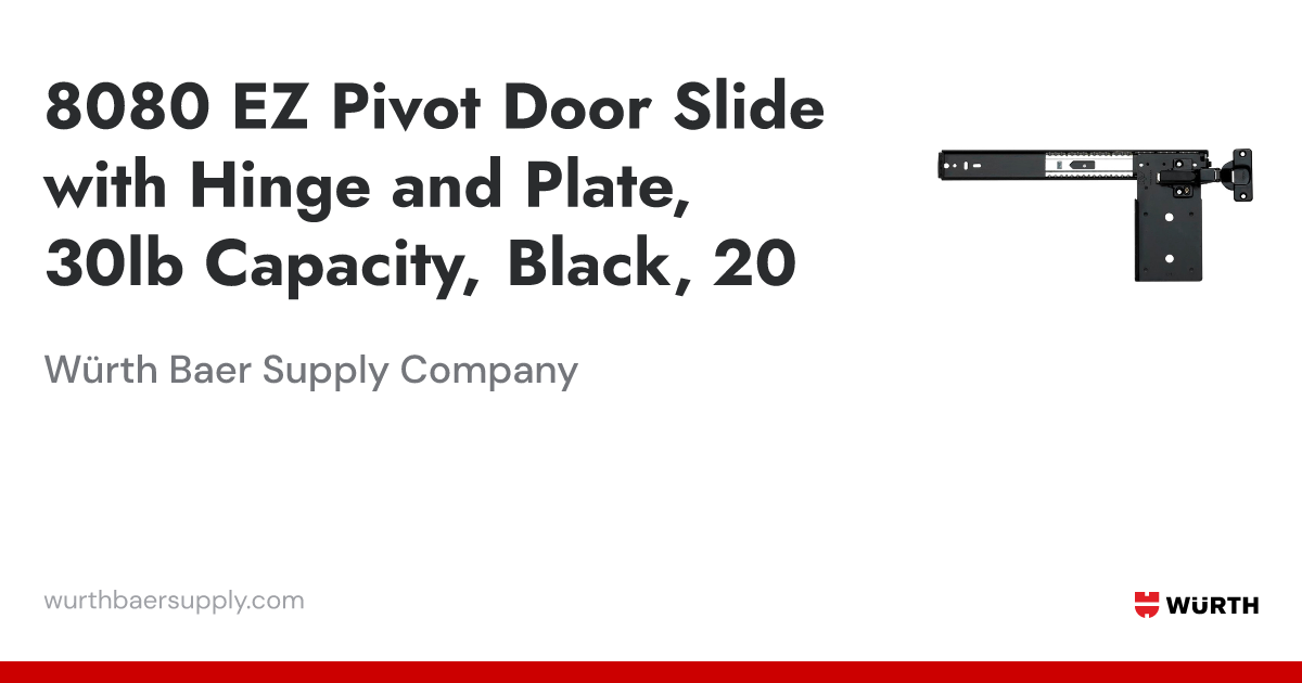 8080 EZ Pivot Door Slide with Hinge and Plate, 30lb Capacity, Black, 20 ...