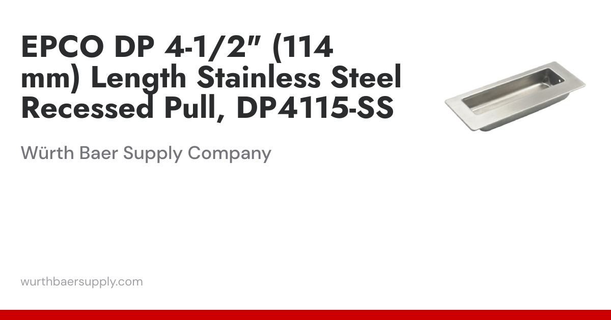 EPCO DP Series 4-1/2" (114 mm) Length Stainless Steel Recessed Pull ...