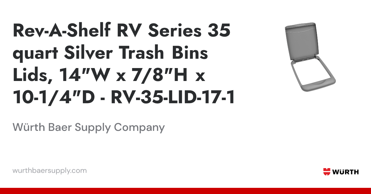 Rev-A-Shelf RV Series 35 quart Silver Trash Bins Lids, 14"W x 7/8"H x ...