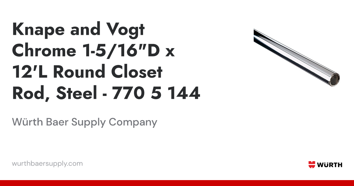 Knape and Vogt Chrome 1-5/16"D x 12'L Round Closet Rod, Steel - 770 5 ...
