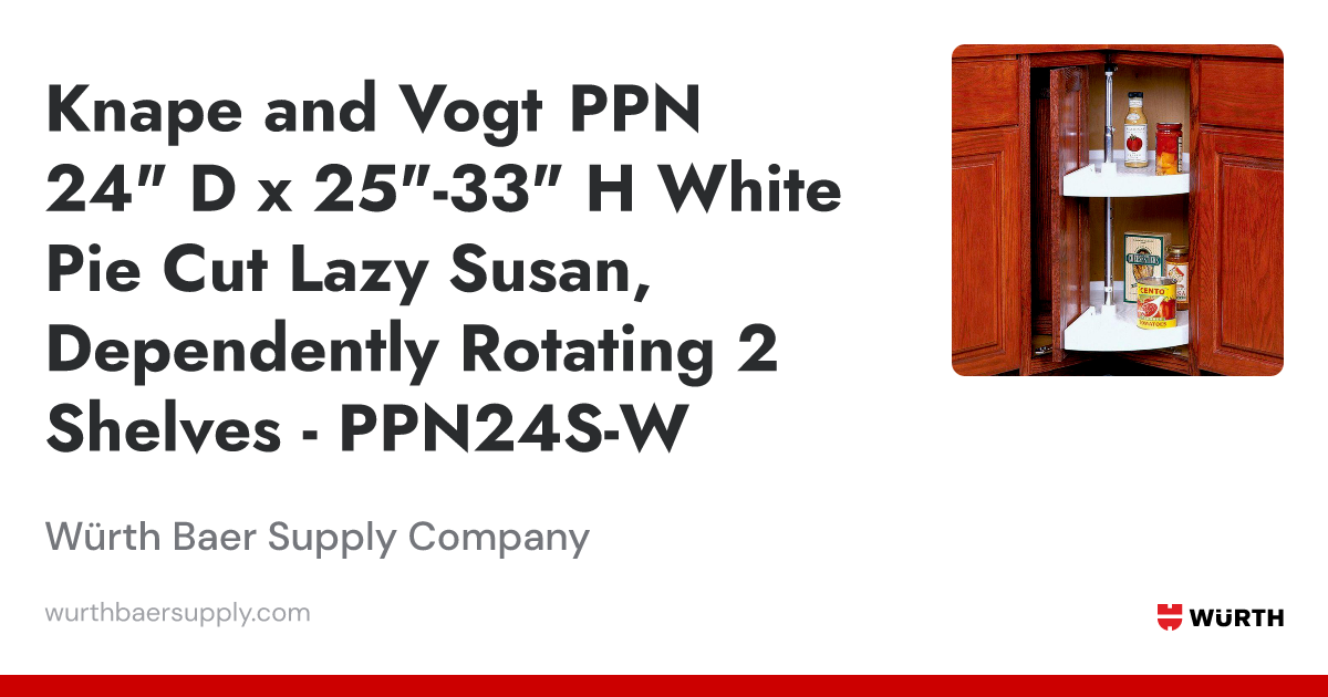 Knape and Vogt PPN 24" D x 25"-33" H White Pie Cut Lazy Susan ...