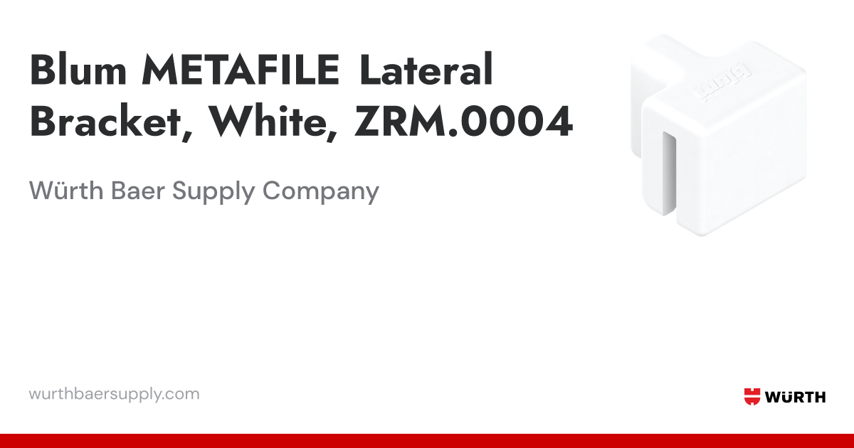 Blum METAFILE Lateral Bracket, White, ZRM.0004 | Würth Baer Supply Company
