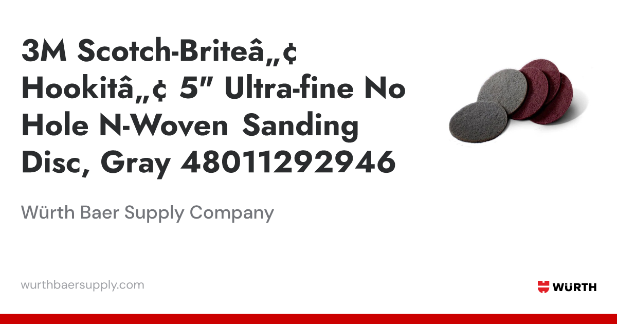 3M Scotch-Brite™ Hookit™ 5" Ultra-fine No Hole Non-Woven Sanding Disc ...
