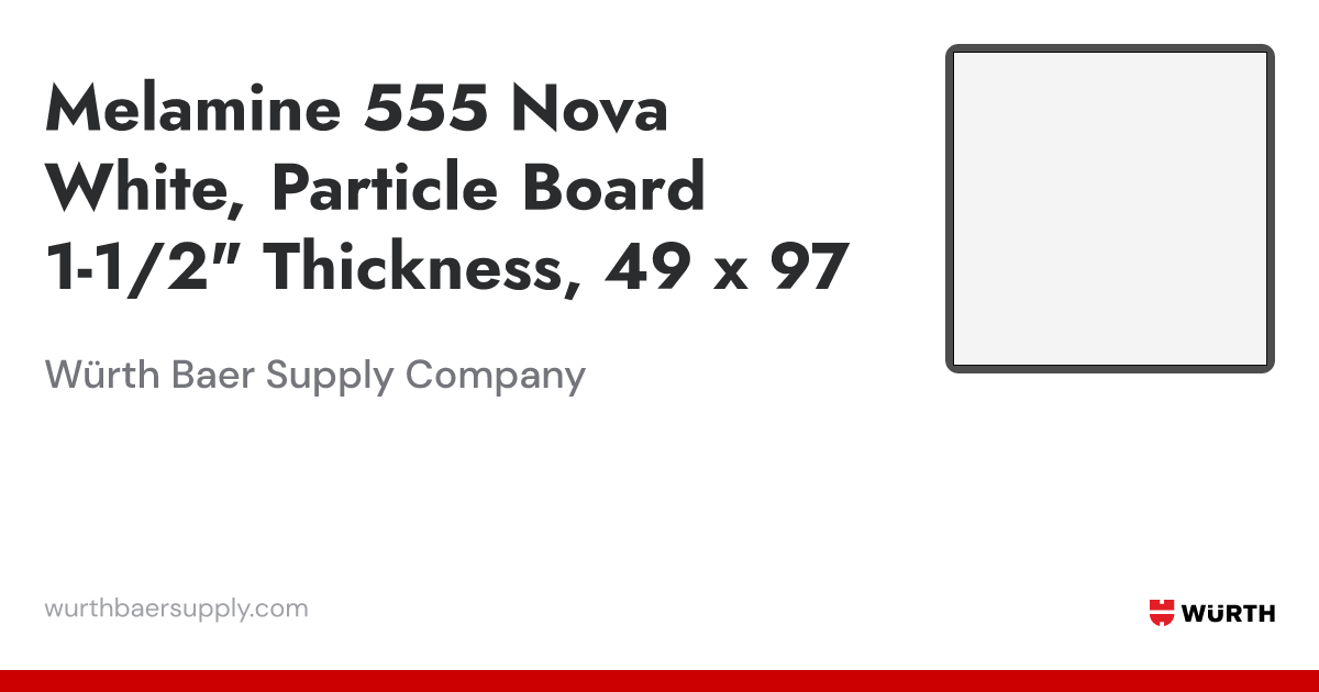 Melamine 555 Nova White, Particle Board 1-1/2" Thickness, 49 x 97 ...