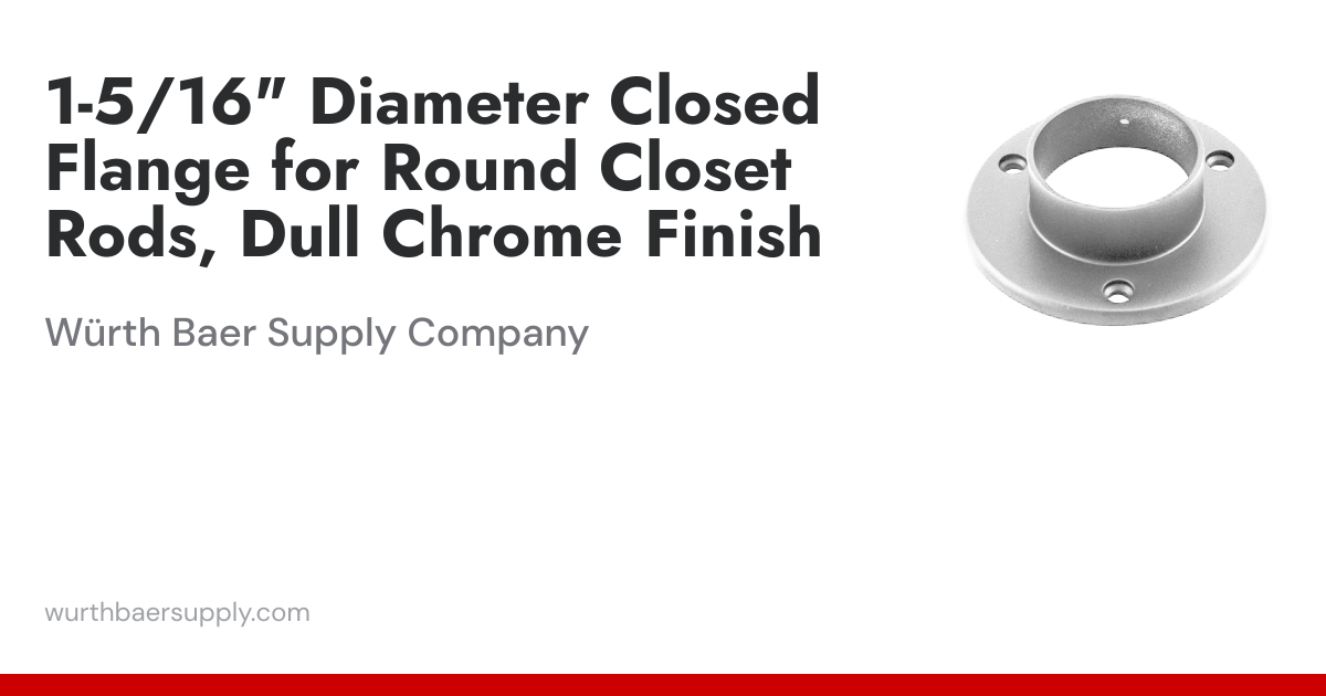 1-5/16" Diameter Closed Flange for Round Closet Rods, Dull Chrome ...