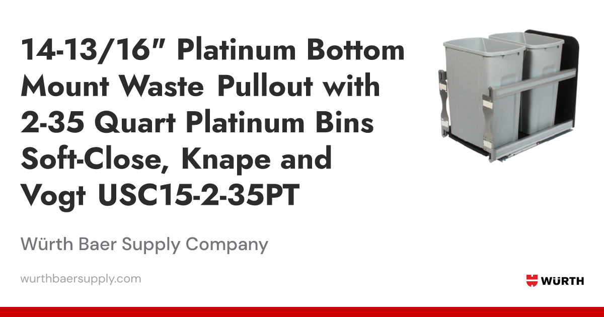 14-13/16" Platinum Bottom Mount Waste Pullout with 2-35 Quart Platinum ...
