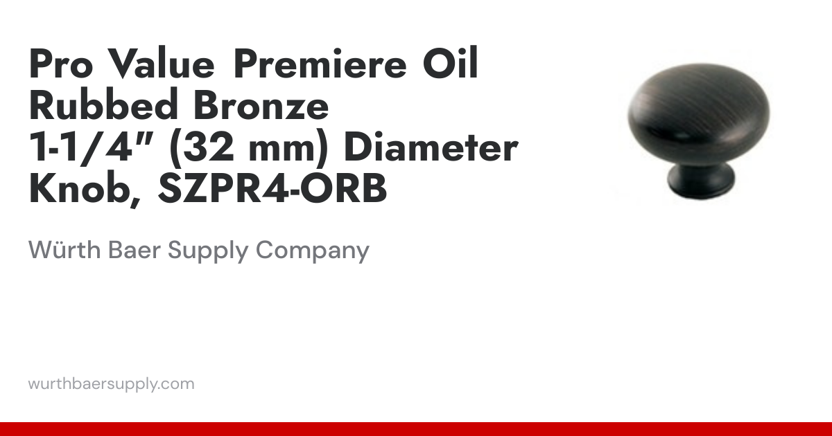 Pro Value Premiere Oil Rubbed Bronze 1-1/4" (32 mm) Diameter Knob ...