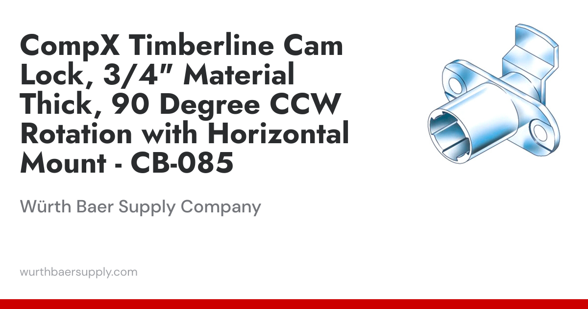 CompX Timberline Cam Lock, 3/4" Material Thick, 90 Degree CCW Rotation ...