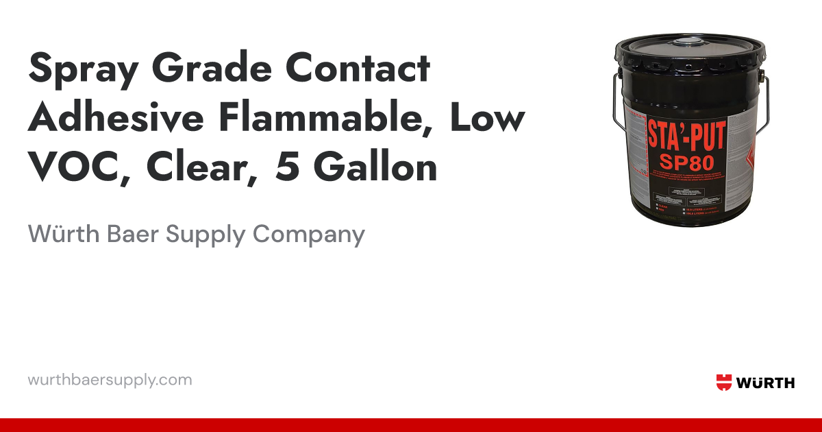 Spray Grade Contact Adhesive Flammable, Low VOC, Clear, 5 Gallon ...