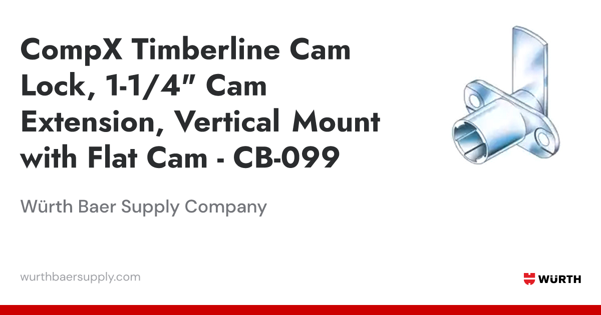 CompX Timberline Cam Lock, 1-1/4" Cam Extension, Vertical Mount with ...