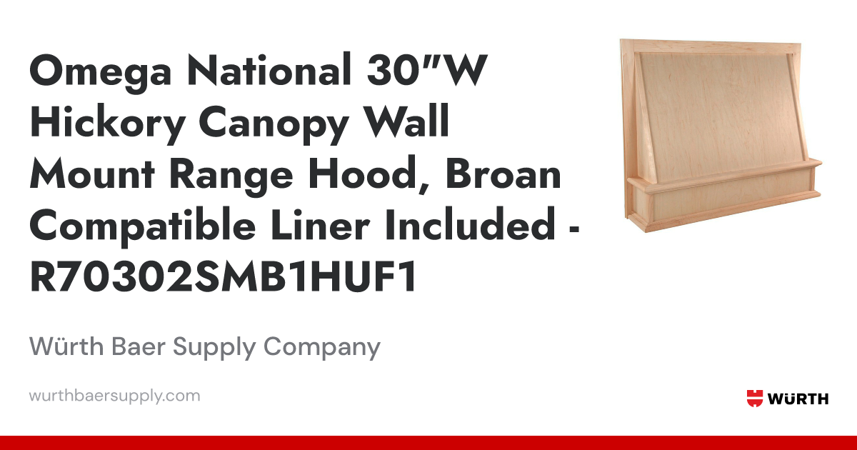 Omega National 30"W Hickory Canopy Wall Mount Range Hood, Broan ...