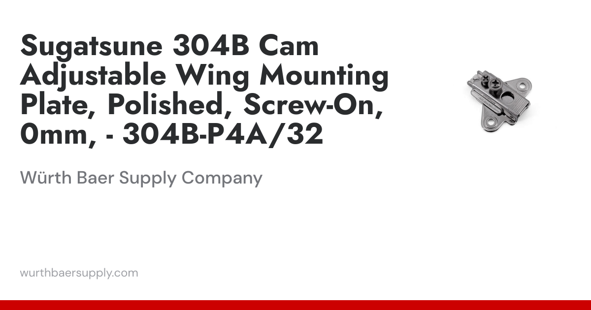 Sugatsune 304B Cam Adjustable Wing Mounting Plate, Polished, Screw-On ...