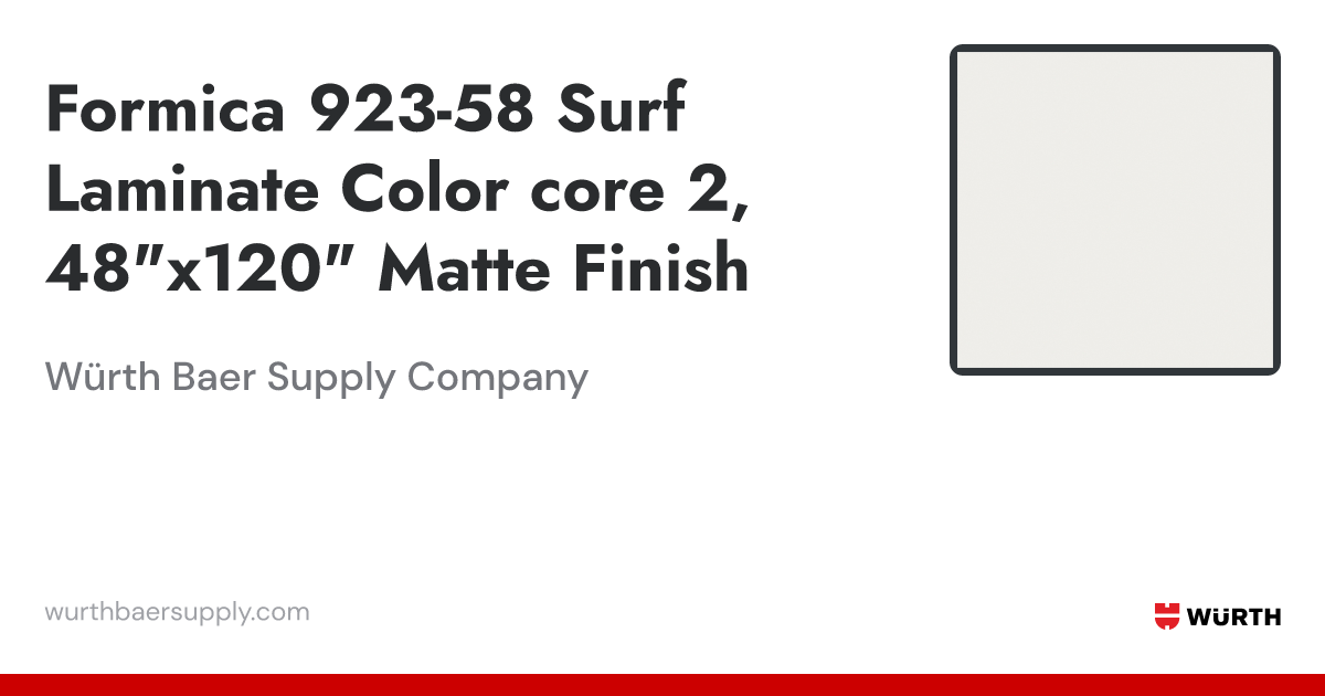 Formica 923-58 Surf Laminate Color core 2, 48"x120" Matte Finish ...
