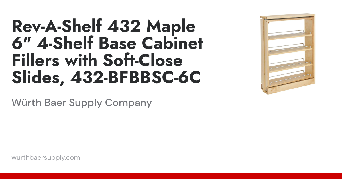 Rev-A-Shelf 432 Maple 6" 4-Shelf Base Cabinet Fillers with Soft-Close ...