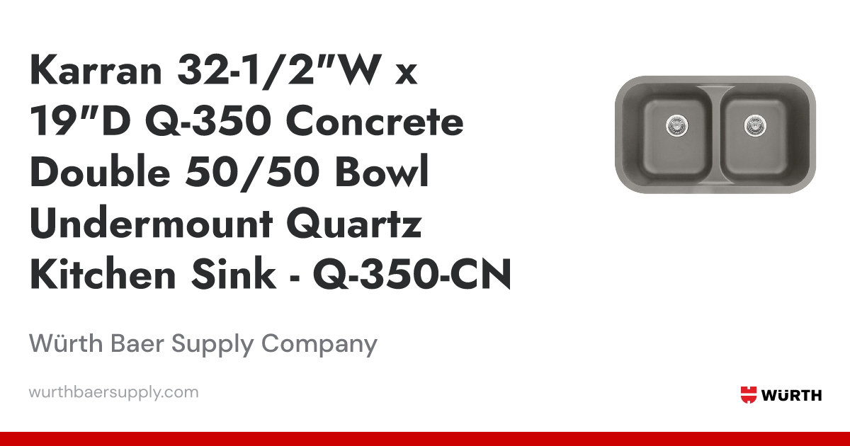 Karran 32-1/2"W x 19"D Q-350 Concrete Double 50/50 Bowl Undermount ...