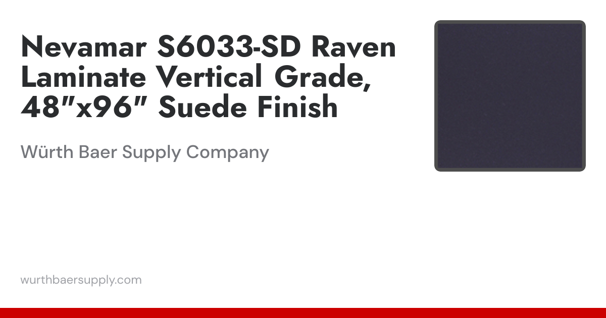 Nevamar S6033-SD Raven Laminate Vertical Grade, 48"x96" Suede Finish ...