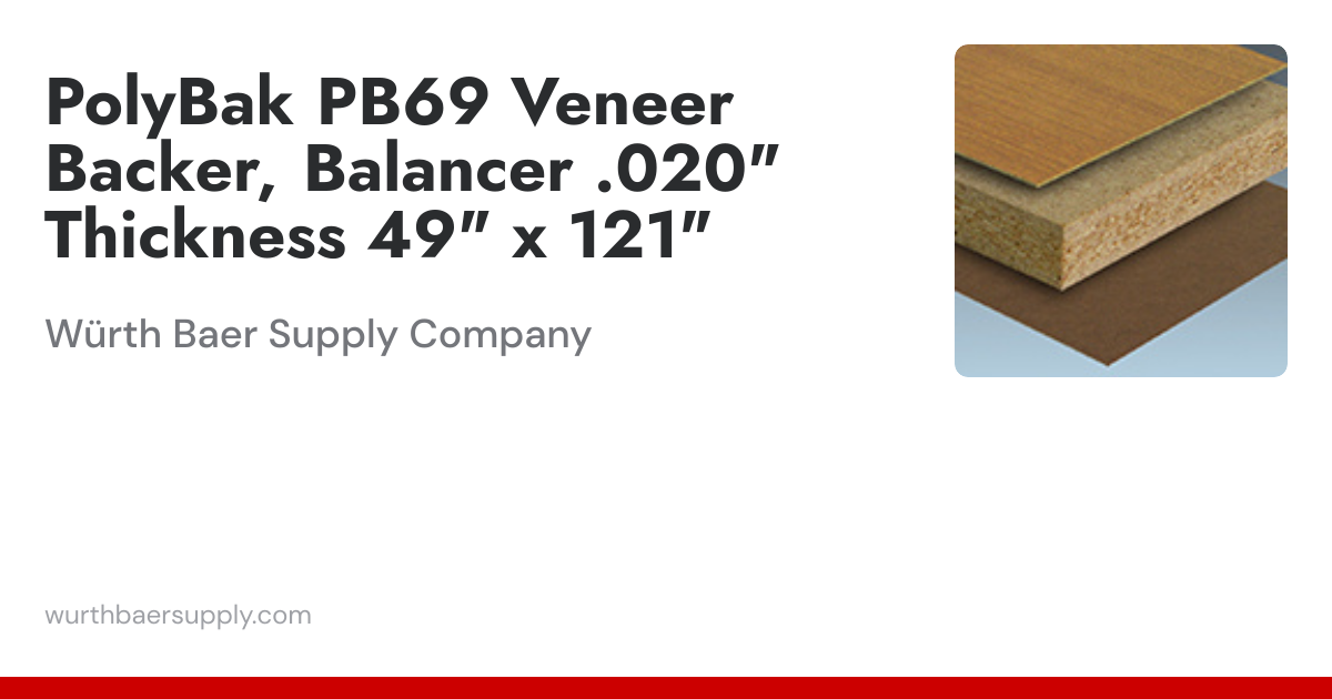 PolyBak PB69 Veneer Backer, Balancer .020" Thickness 49" x 121" | Würth ...