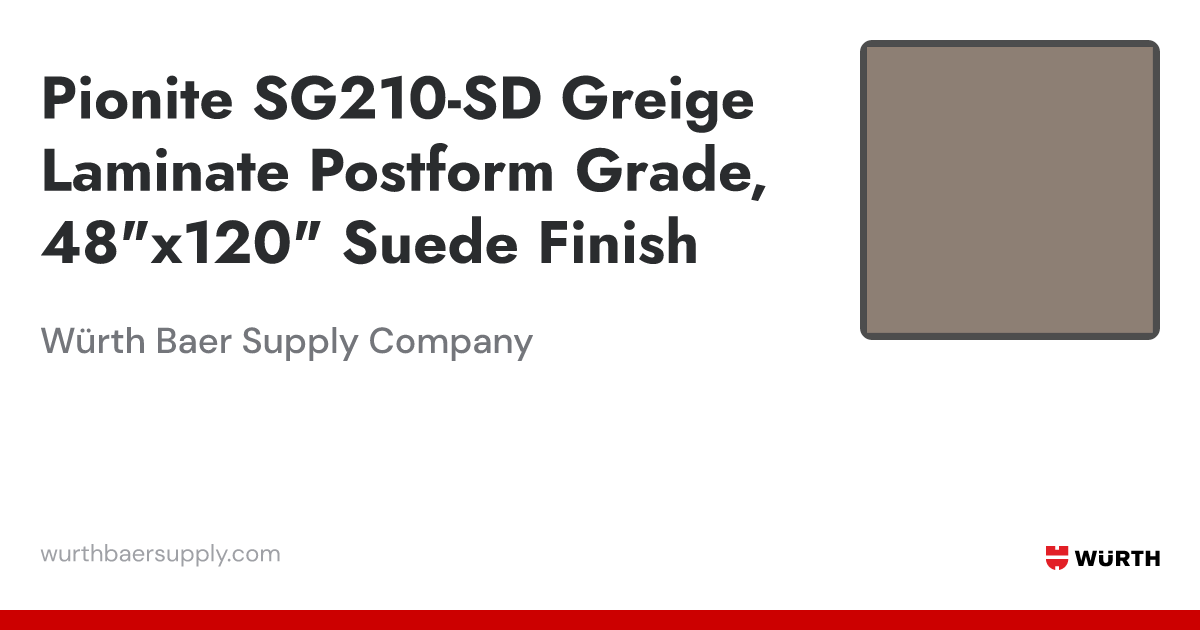 Pionite SG210-SD Greige Laminate Postform Grade, 48"x120" Suede Finish ...