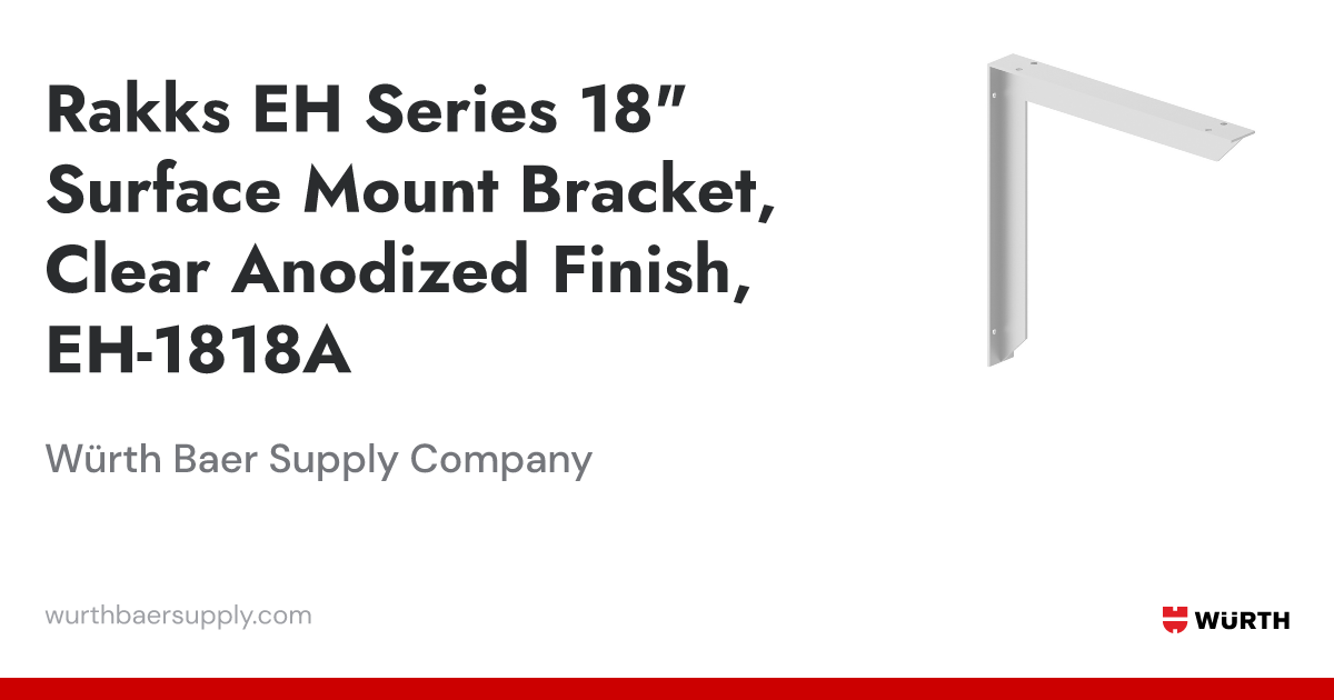 Rakks EH Series 18" Surface Mount Bracket, Clear Anodized Finish, EH ...