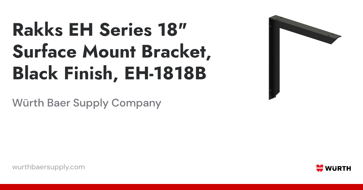 Rakks EH Series 18" Surface Mount Bracket, Black Finish, EH-1818B ...