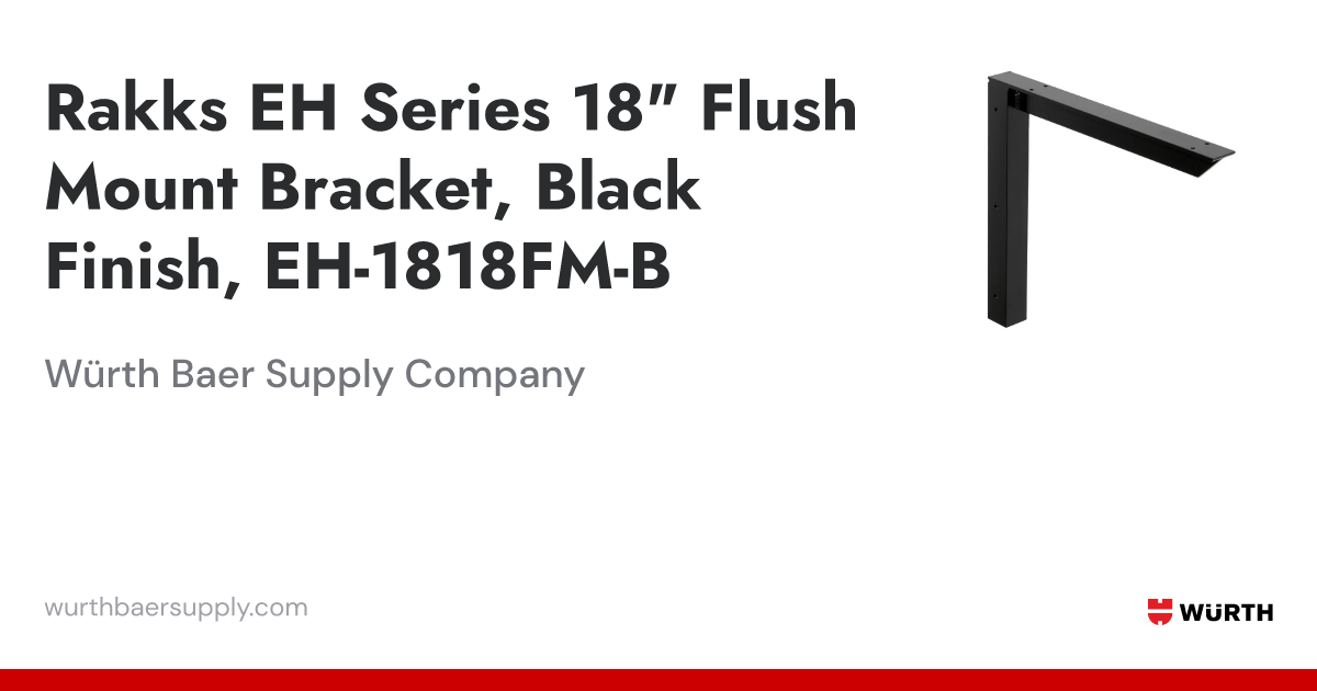 Rakks EH Series 18" Flush Mount Bracket, Black Finish, EH-1818FM-B ...