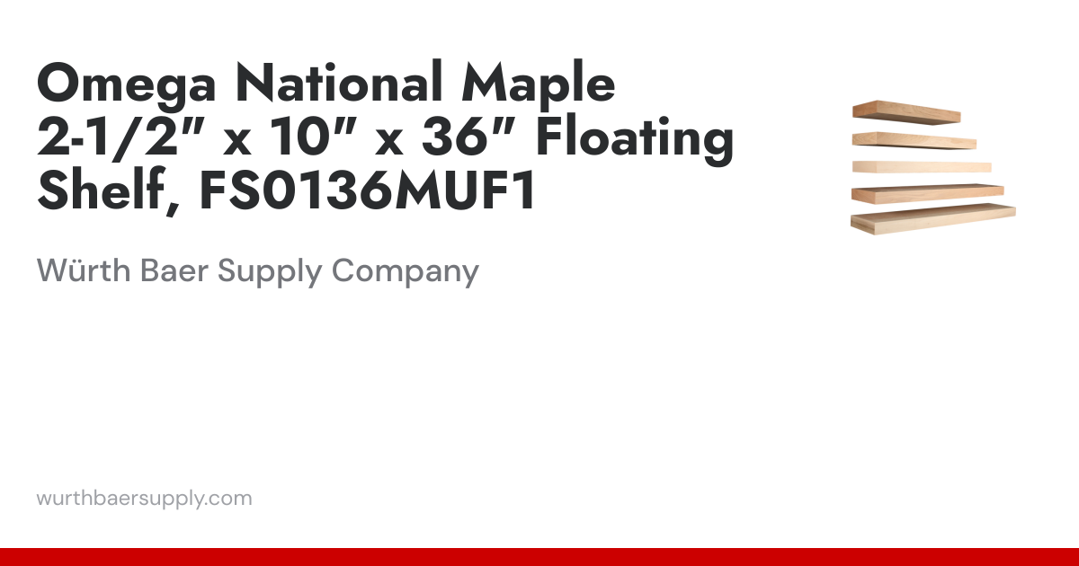 Omega National Maple 2-1/2" x 10" x 36" Floating Shelf, FS0136MUF1 ...