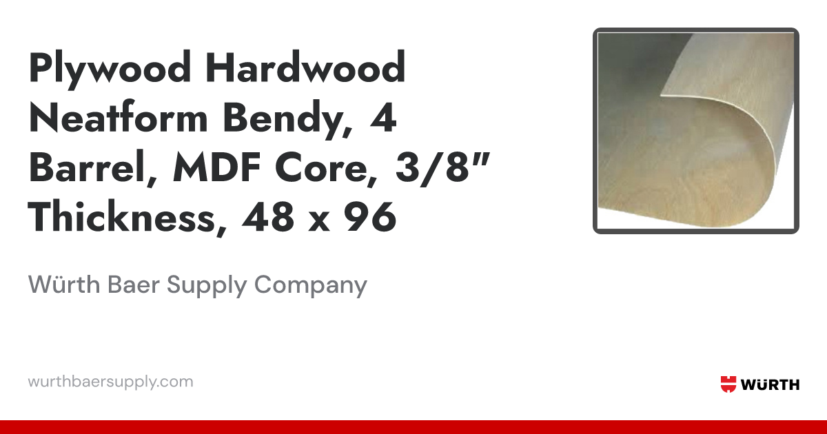 Plywood Hardwood Neatform Bendy, 4 Barrel, MDF Core, 3/8" Thickness, 48 ...