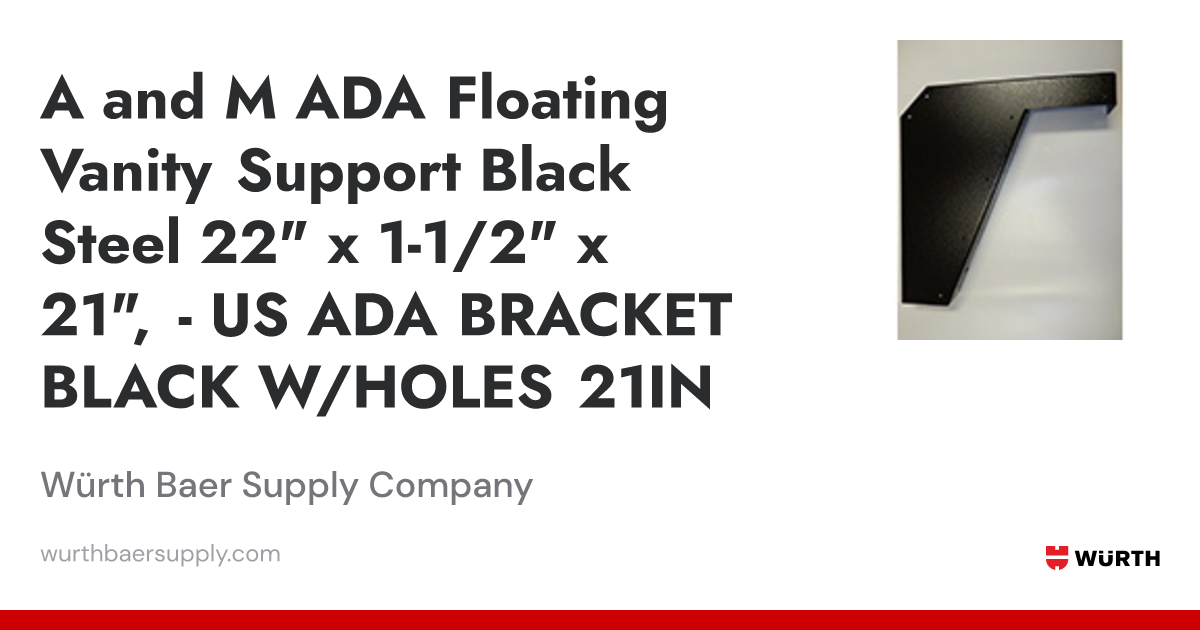 A and M ADA Floating Vanity Support Black Steel 22" x 1-1/2" x 21 ...