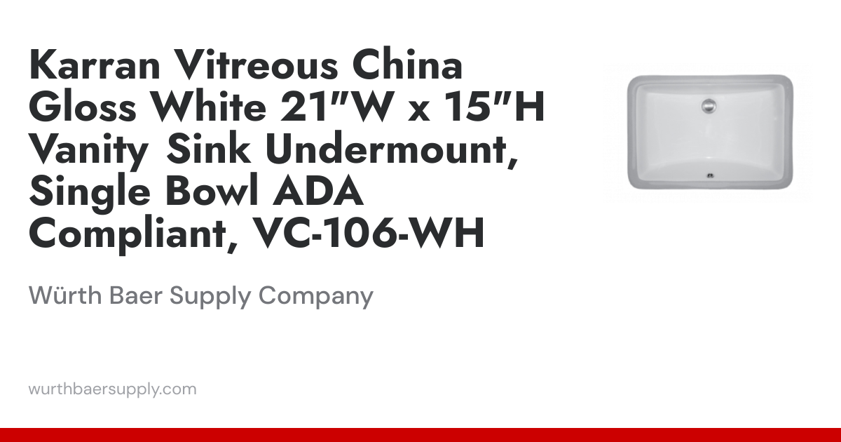 Karran Vitreous China Gloss White 21"W x 15"H Vanity Sink Undermount ...