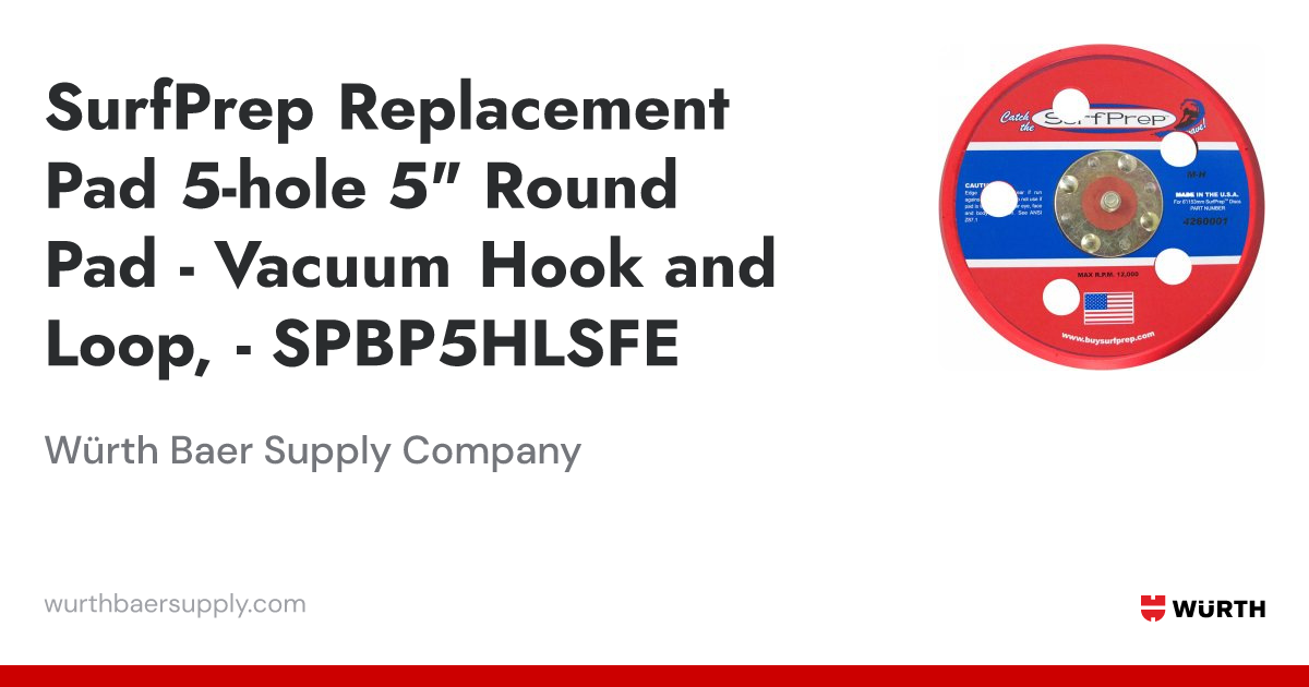 SurfPrep Replacement Pad 5-hole 5" Round Pad - Vacuum Hook and Loop ...