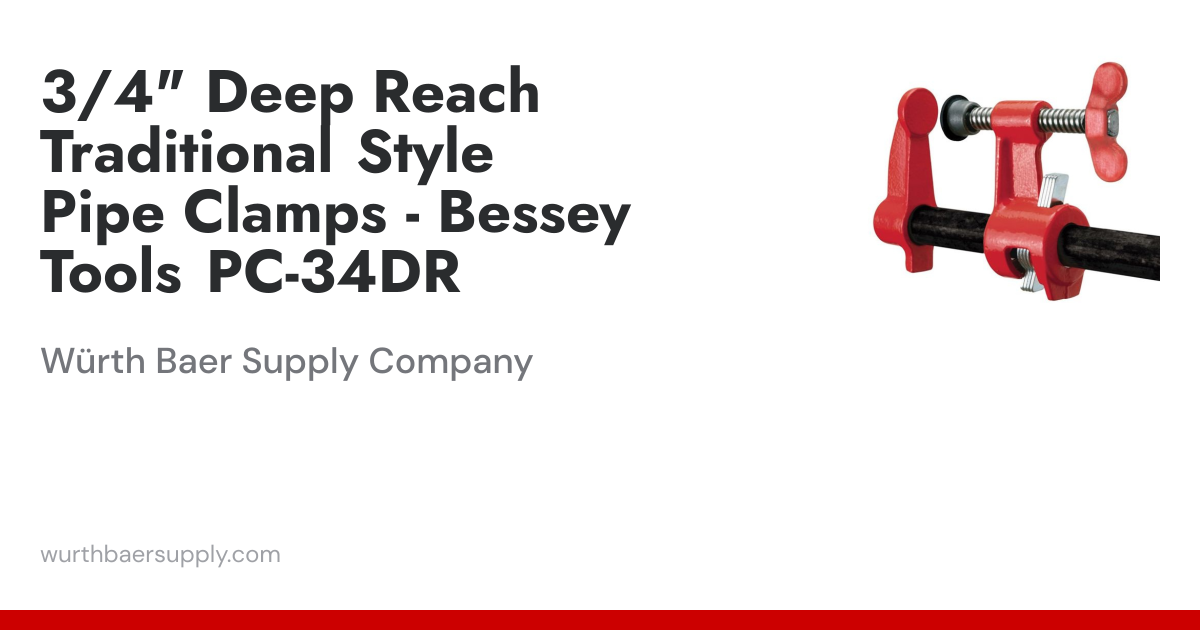 3/4" Deep Reach Traditional Style Pipe Clamps - Bessey Tools PC-34DR ...