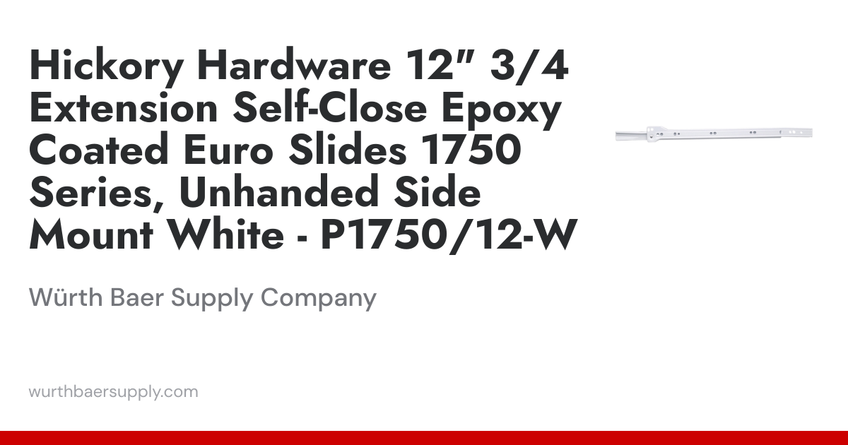 Hickory Hardware 12" 3/4 Extension Self-Close Epoxy Coated Euro Slides ...
