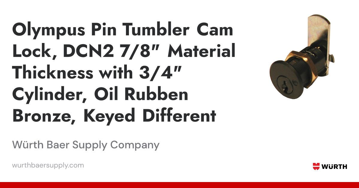 Olympus Pin Tumbler Cam Lock, DCN2 7/8" Material Thickness with 3/4 ...