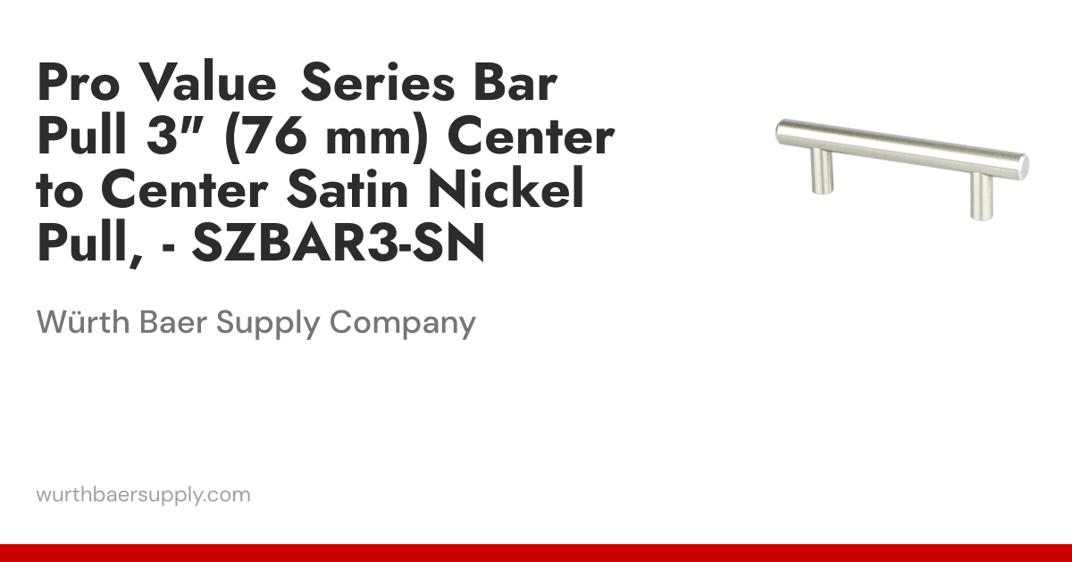 Pro Value Series Bar Pull 3" (76 mm) Center to Center Satin Nickel Pull ...