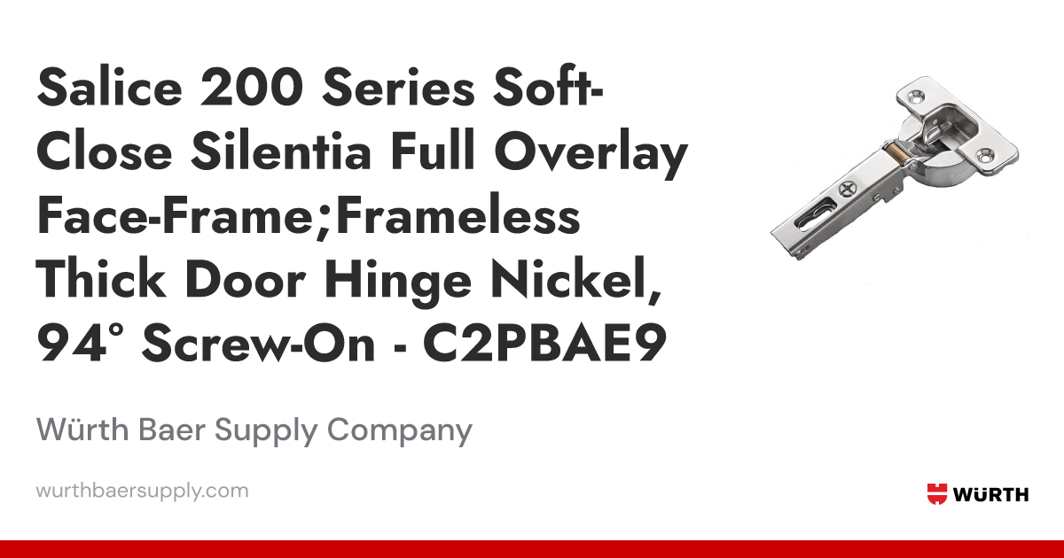 Salice 200 Series Soft-Close Silentia Full Overlay Face-Frame;Frameless ...