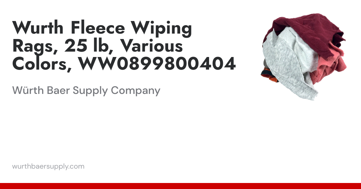 Wurth Fleece Wiping Rags, Various Colors, WW0899800404, 45lb Gross ...