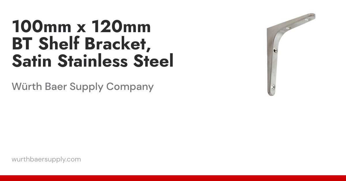 100mm x 120mm BT Shelf Bracket, Satin Stainless Steel | Würth Baer ...