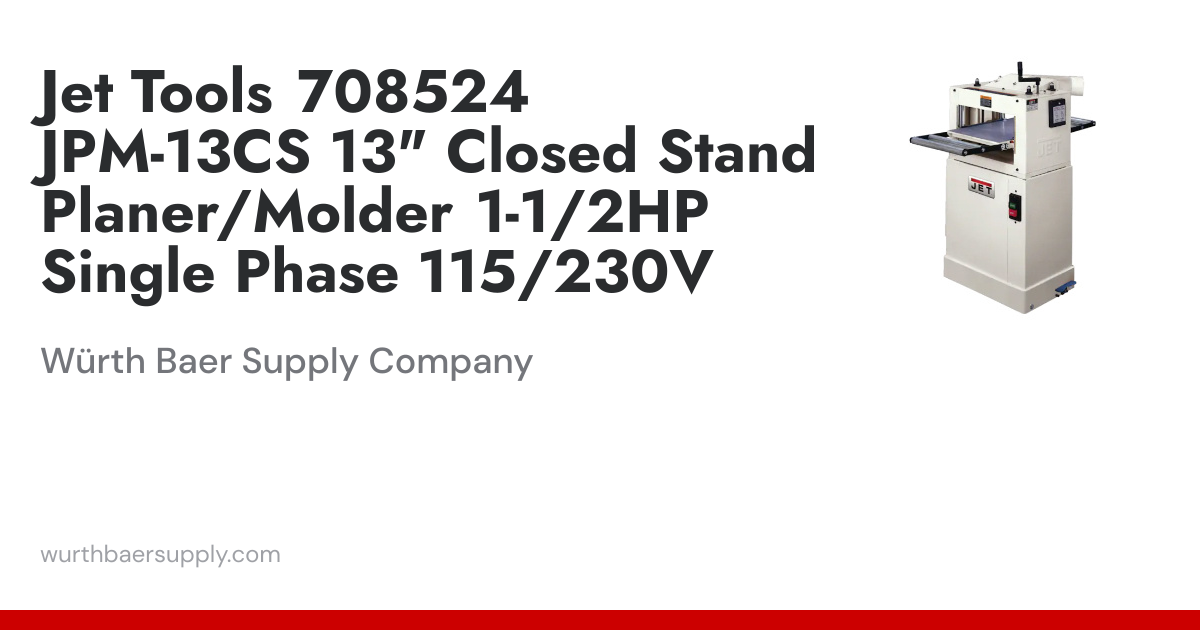 Jet Tools 708524 JPM-13CS 13" Closed Stand Planer/Molder 1-1/2HP Single ...