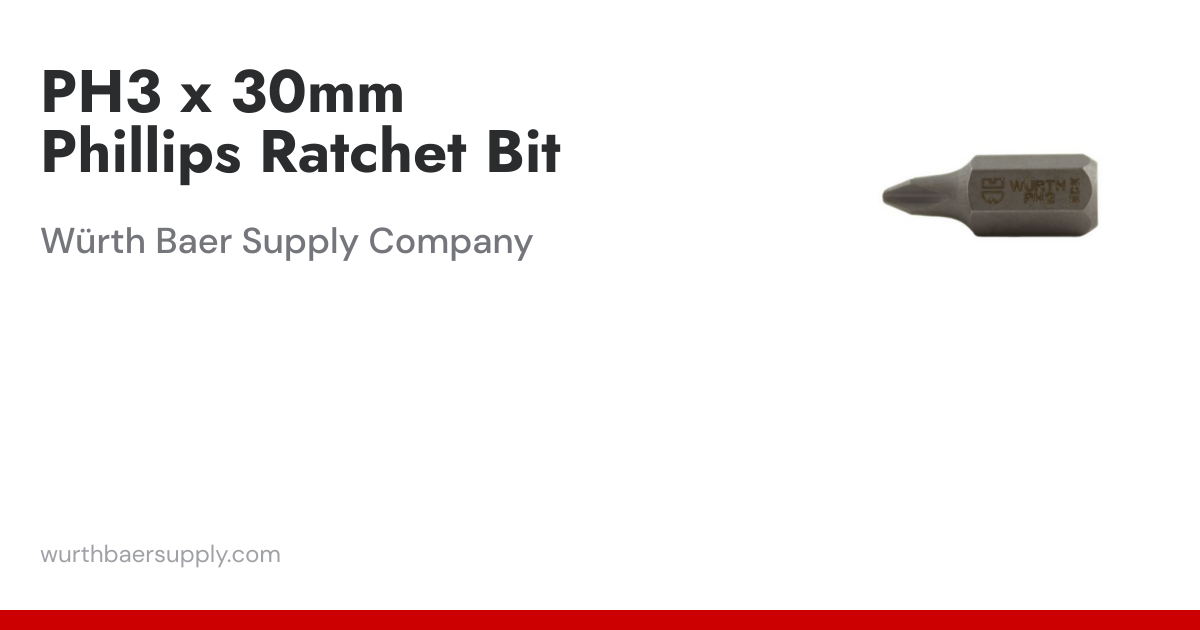 PH3 x 30mm Phillips Ratchet Bit | Würth Baer Supply Company