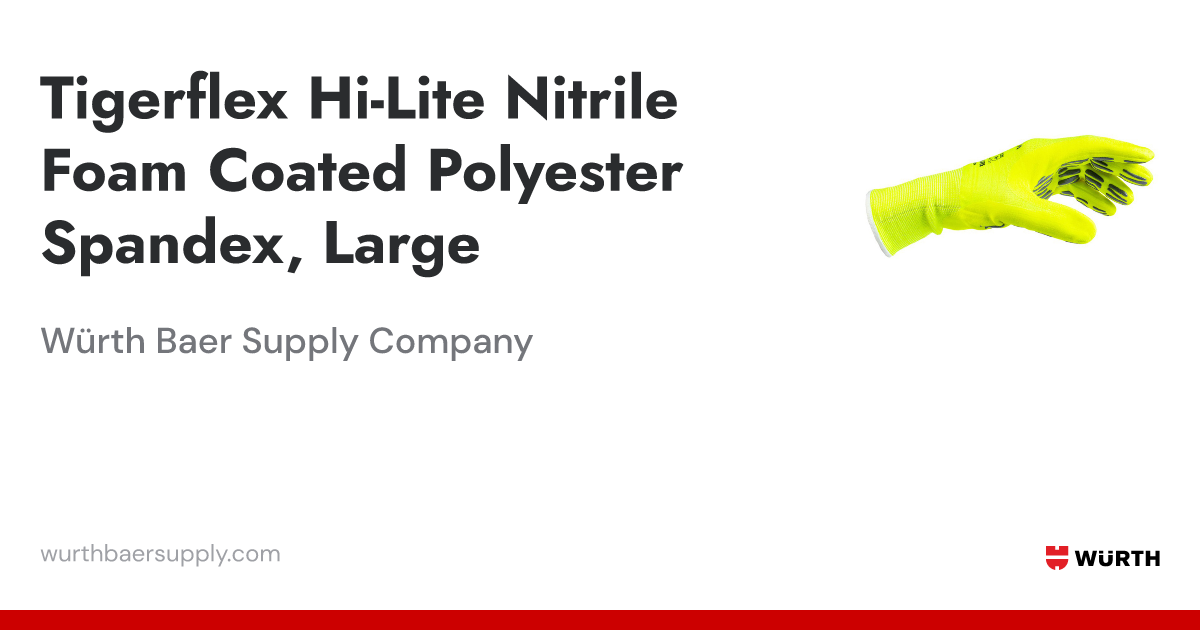 Tigerflex Hi-Lite Nitrile Foam Coated Polyester Spandex, Large | Würth ...