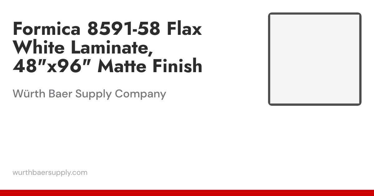 Formica 8591-58 Flax White Laminate, 48"x96" Matte Finish | Würth Baer ...