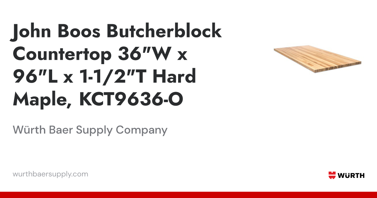 John Boos Butcherblock Countertop 36"W x 96"L x 1-1/2"T Hard Maple ...